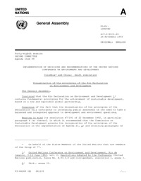 Dissemination of the principles of the Rio Declaration on Environment ...