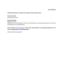 Draft resolution A/C.2/74/L.26/Rev.1 "Role of the United Nations in ...