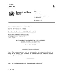 Worldwide harmonized motorcycle emissions certification procedure (WMTC)