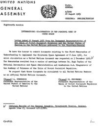 International co-operation in the peaceful uses of outer space. Letter ...